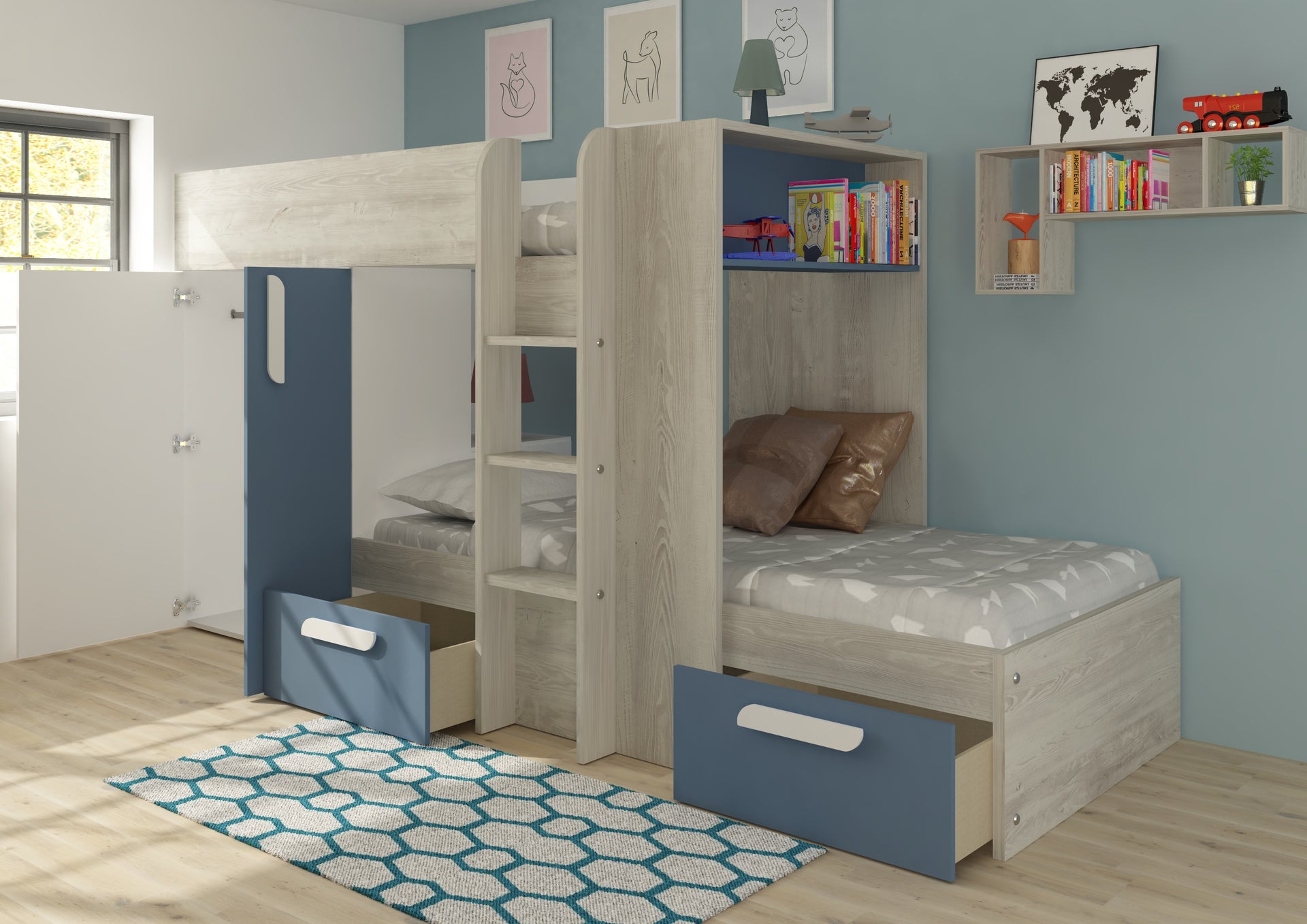Barca Bunk Bed with Storage and Wardrobe – Millie & Jones